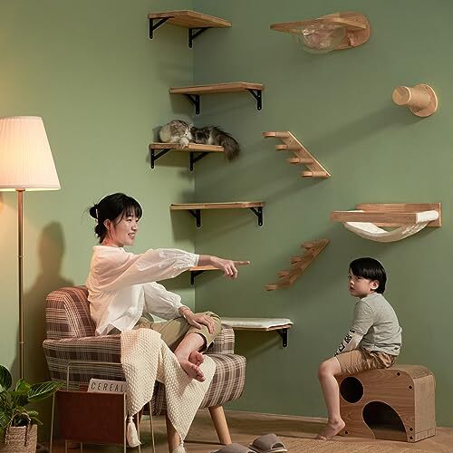 Cat Wall Shelves 16 x 10 Inch Cat Wall Furniture with Sisal Mat Solid ...