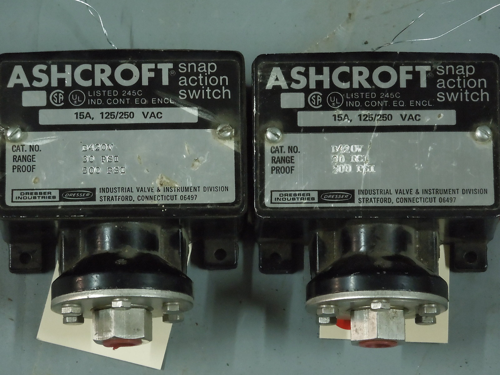 Lot of TWO (2) ASHCROFT #B420V 'SNAP ACTION SWITCH' 15A, 125/250 VAC | eBay