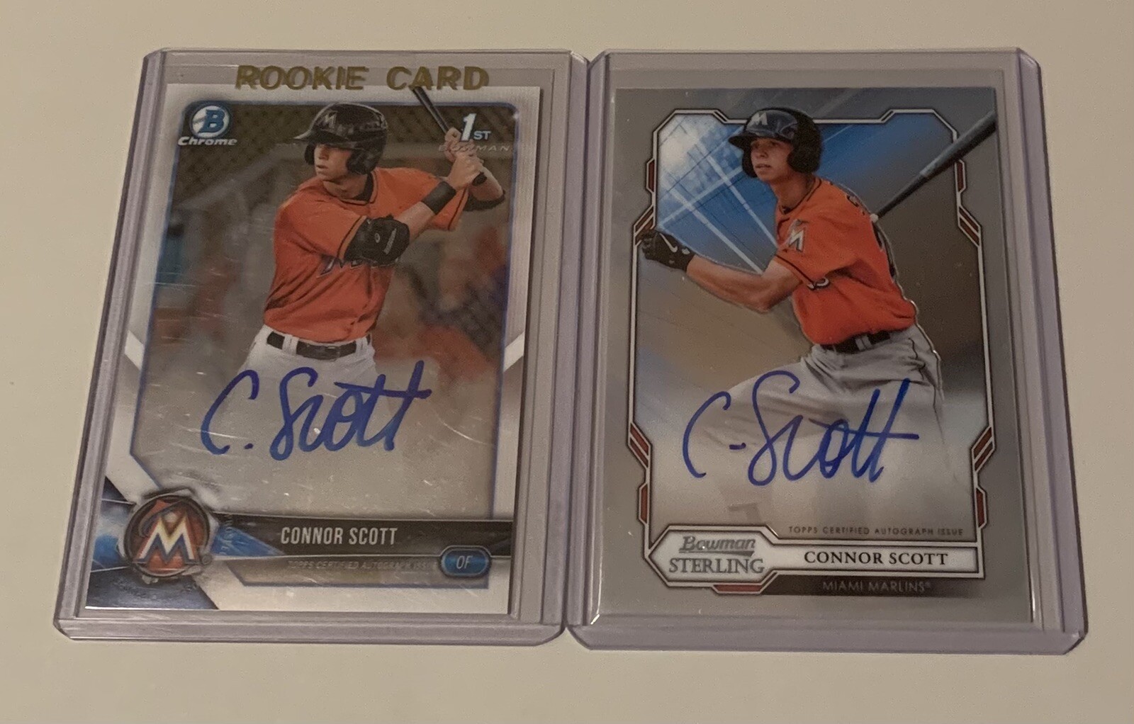 Connor Scott Marlins/ Pirates B.Chrome & B.Sterling Signed (2) Rookie ...