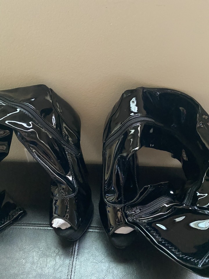 Pleaser Delight-3011 Black Thigh High Platform Heels Boots Dancer ...