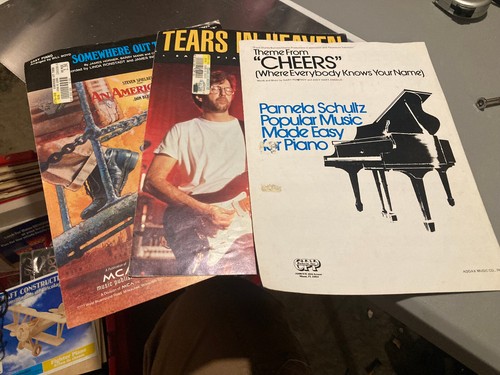 Lot of 3 Awesome Piano Sheet Music Eric Clapton Cheers An American Tale ...