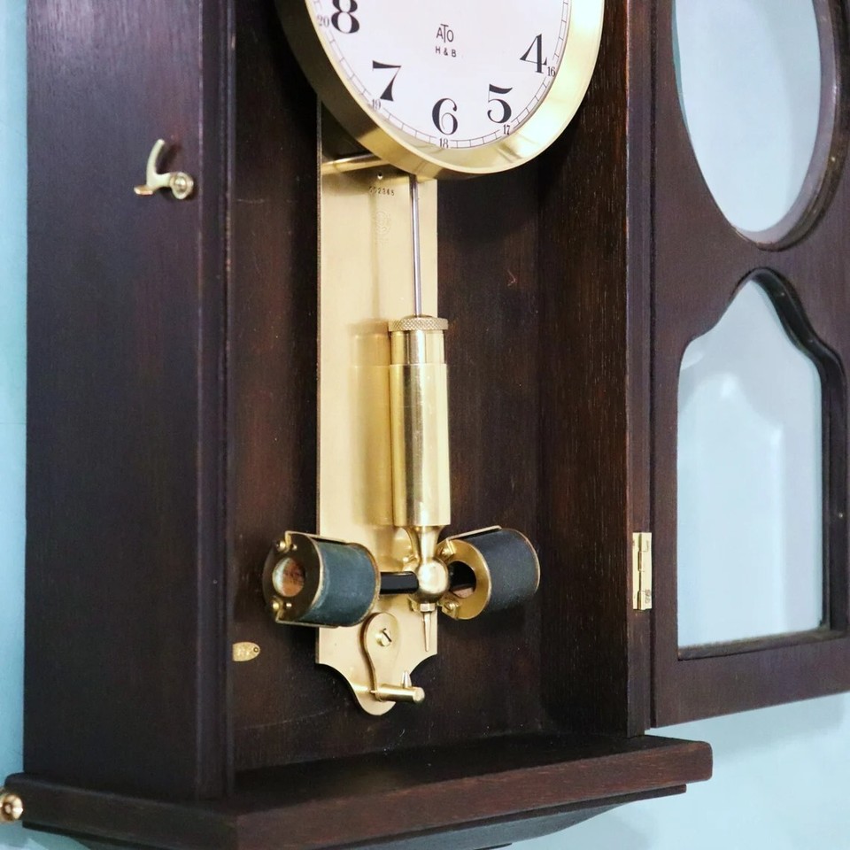 ATO HALLER & BENZING Antique Wall TOP Clock 1920s ELECTRIC! Super RARE ...