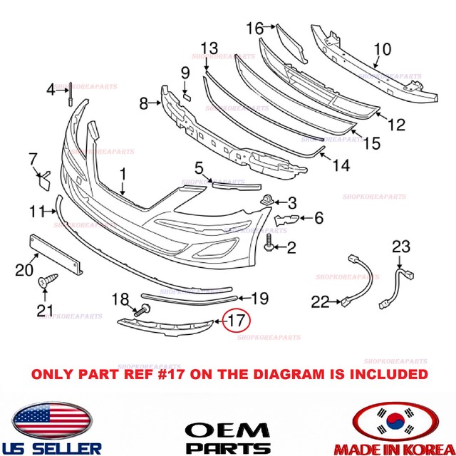 2012 Hyundai Genesis Front Bumper Molding Trim RH 865763M500 OEM for ...