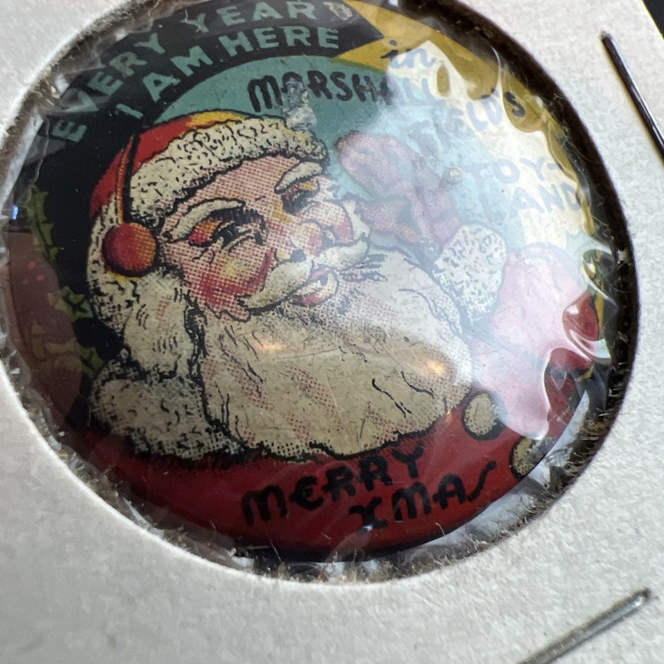Antique Tin Litho Santa Claus Pinback Button Marshall Fields Toyland | eBay
