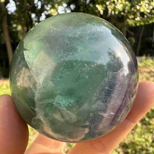 435g Natural Feather Fluorite Quartz Sphere Crystal Ball Reiki Healing ...