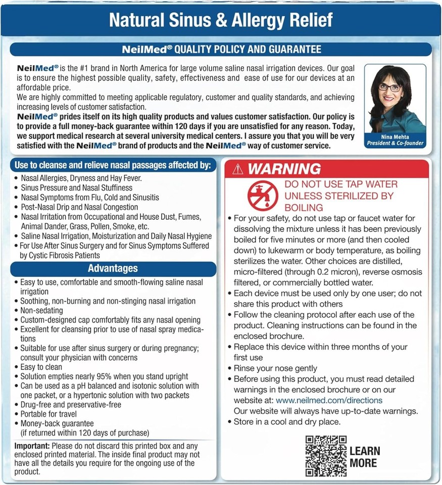 NeilMed Original Sinus Rinse Kit, 50 Premixed Packets 705928001008VL | eBay