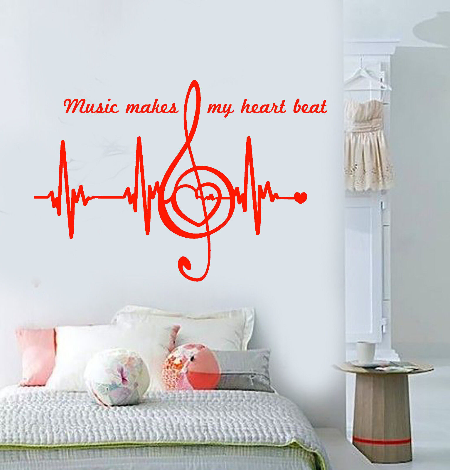 Vinyl Wall Decal Music Notes Quote Heart Pulse Heartbeat Stickers ...