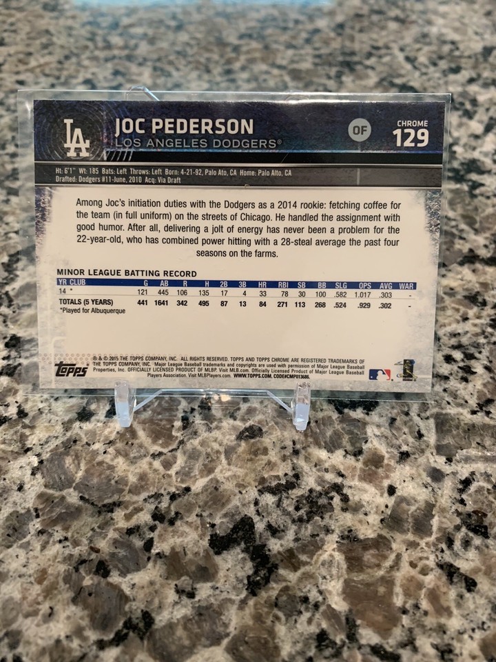 JOC PEDERSON ROOKIE CARD 2015 Topps CHROME RC Los Angeles Dodgers! | eBay