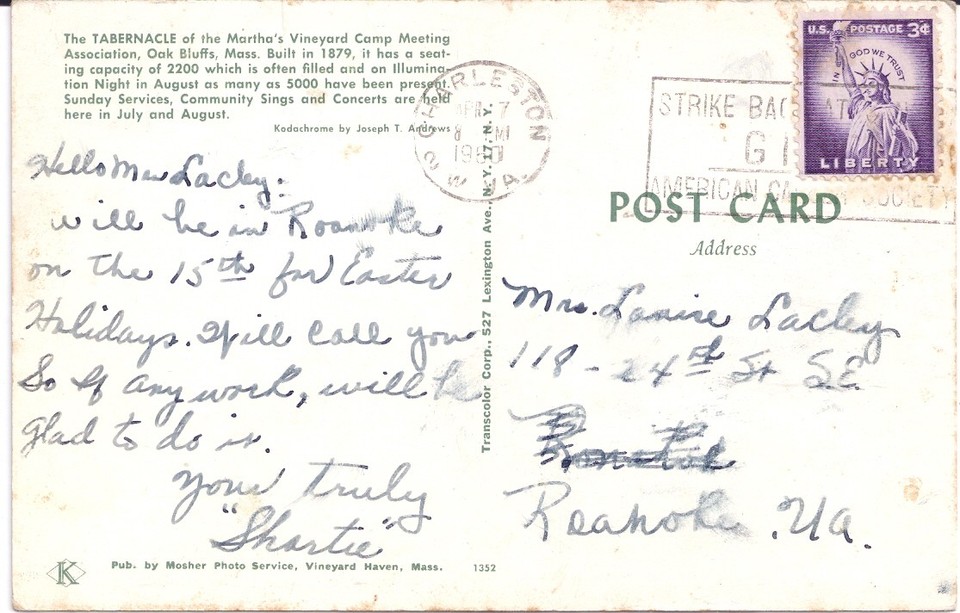 1960 Joseph T. Andrews Tabernacle Martha's Vineyard Mosher Photo ...