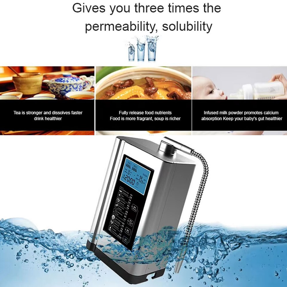 Alkaline Water Ionizer Purifier Machine Touch LCD Control 6000L Washer ...