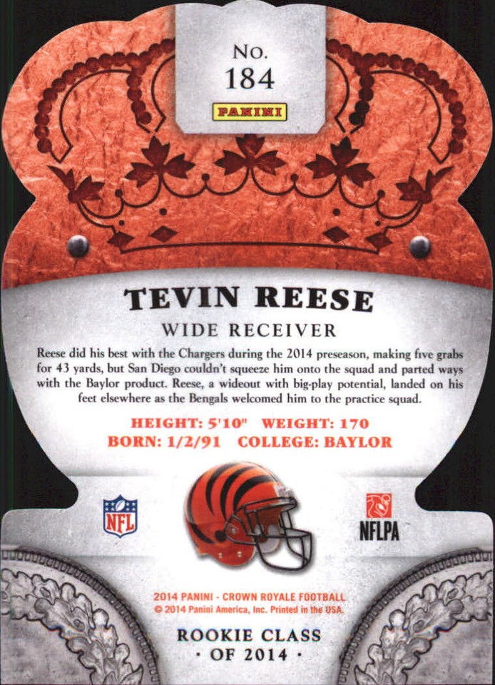 2014 Crown Royale Football Card #184 Tevin Reese Rookie | eBay