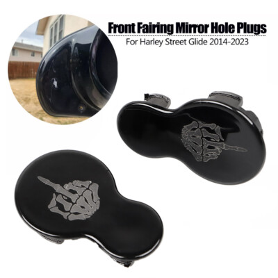 Black Front Fairing Mirror Hole Plugs For HarleyStreet Glide Special ...