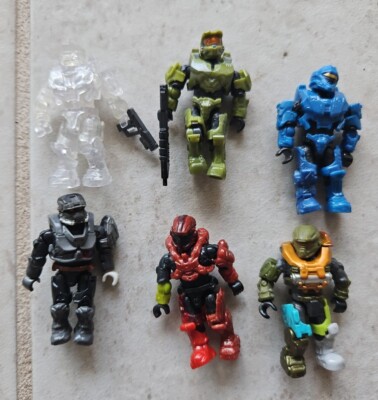 6X HALO MEGA BLOKS CONSTRUX UNSC CAMO RED GREEN MASTER CHIEF BLUE ...
