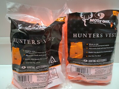 Lot of 2 Mossy Oak Hunters Hunting Safety Vest Blaze Orange size Large ...