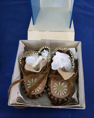 Vintage Handmade Suede Baby Moccasins w/ Beads & Box – The Moccasin ...