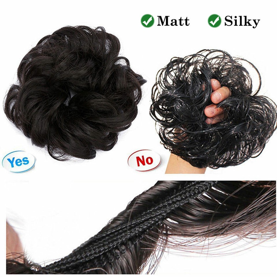 Hair Bun Wavy Curly Scrunchie Ponytail Extensions Chignon AS Human Hair ...