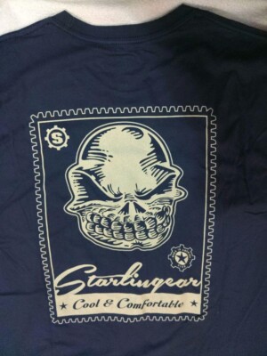 Starlingear Navy Skull Logo Designed T-Shirt Size Large | eBay