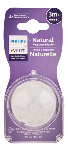 Philips Avent Natural Response Nipple Flow 4 3M+ 2 Ct. Baby Bottle ...