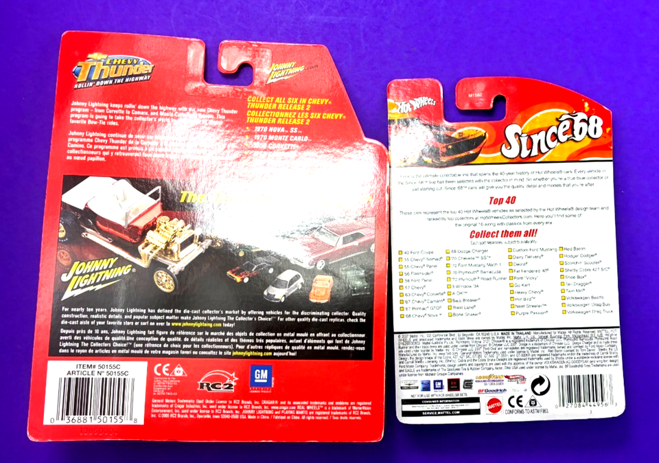 Johnny Lightning/Hot Wheels Chevy Monte Carlo /`68 Nova Red Lines/White ...