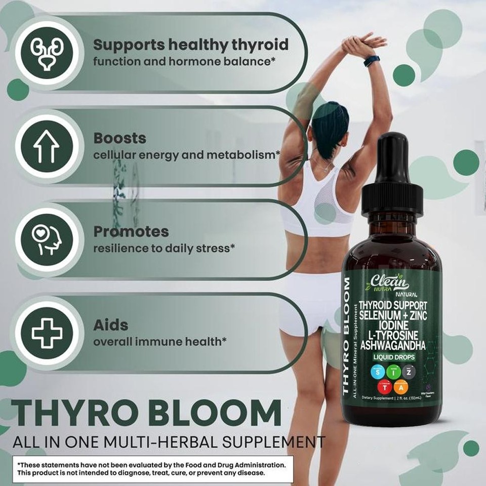 60 ml Thyroid Support Drops Selenium Zinc Iodine L Tyrosine Ashwagandha Best | eBay