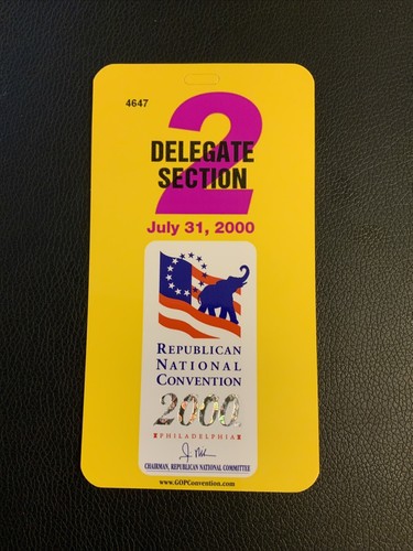 RARE 2000 Republican National Convention Delegate Credential #202 | eBay
