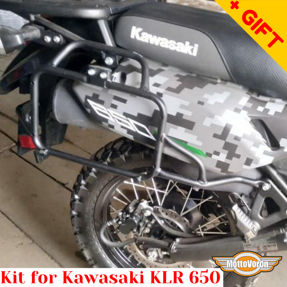 For Kawasaki KLR650 Crash bars Side carriers KLR 650 Pannier rack ...