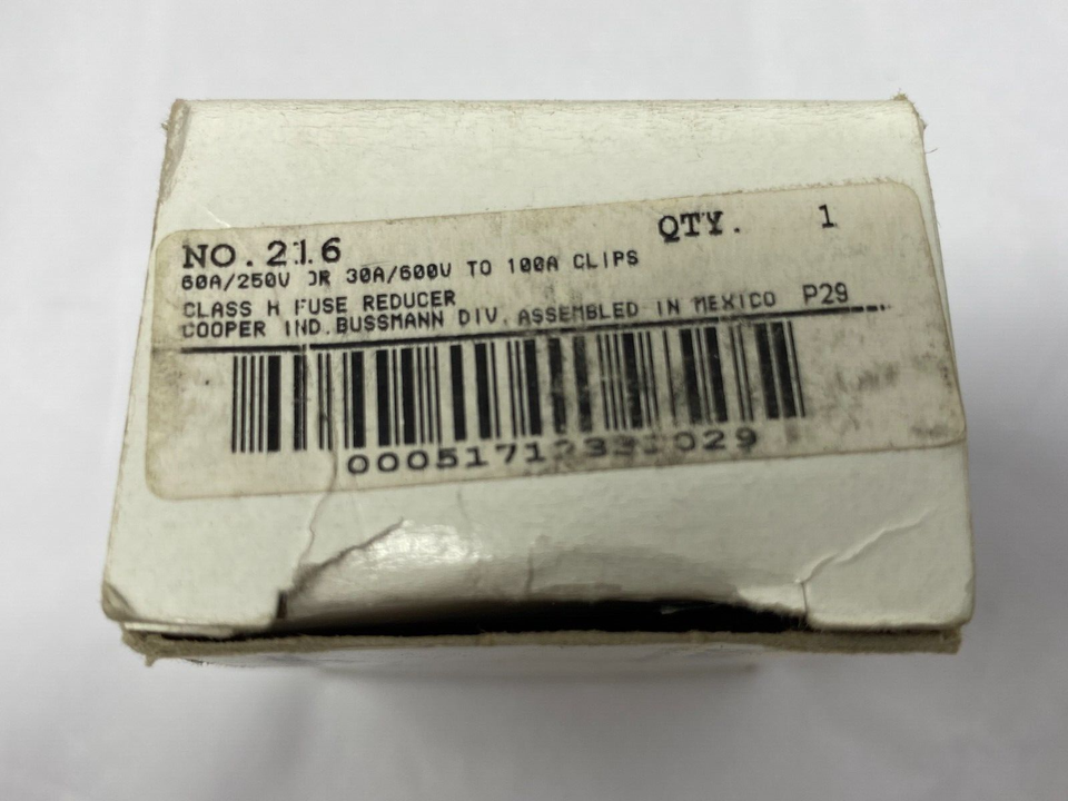 Cooper Bussmann No. 216 Class H Fuse Reducer 250V 60A Fuse Clips | eBay