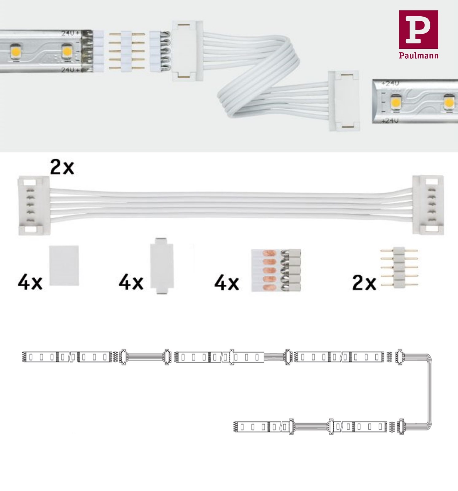 PAULMANN MaxLED Universal Verbinder Pack 16teilig 5pin für alle Max LED ...