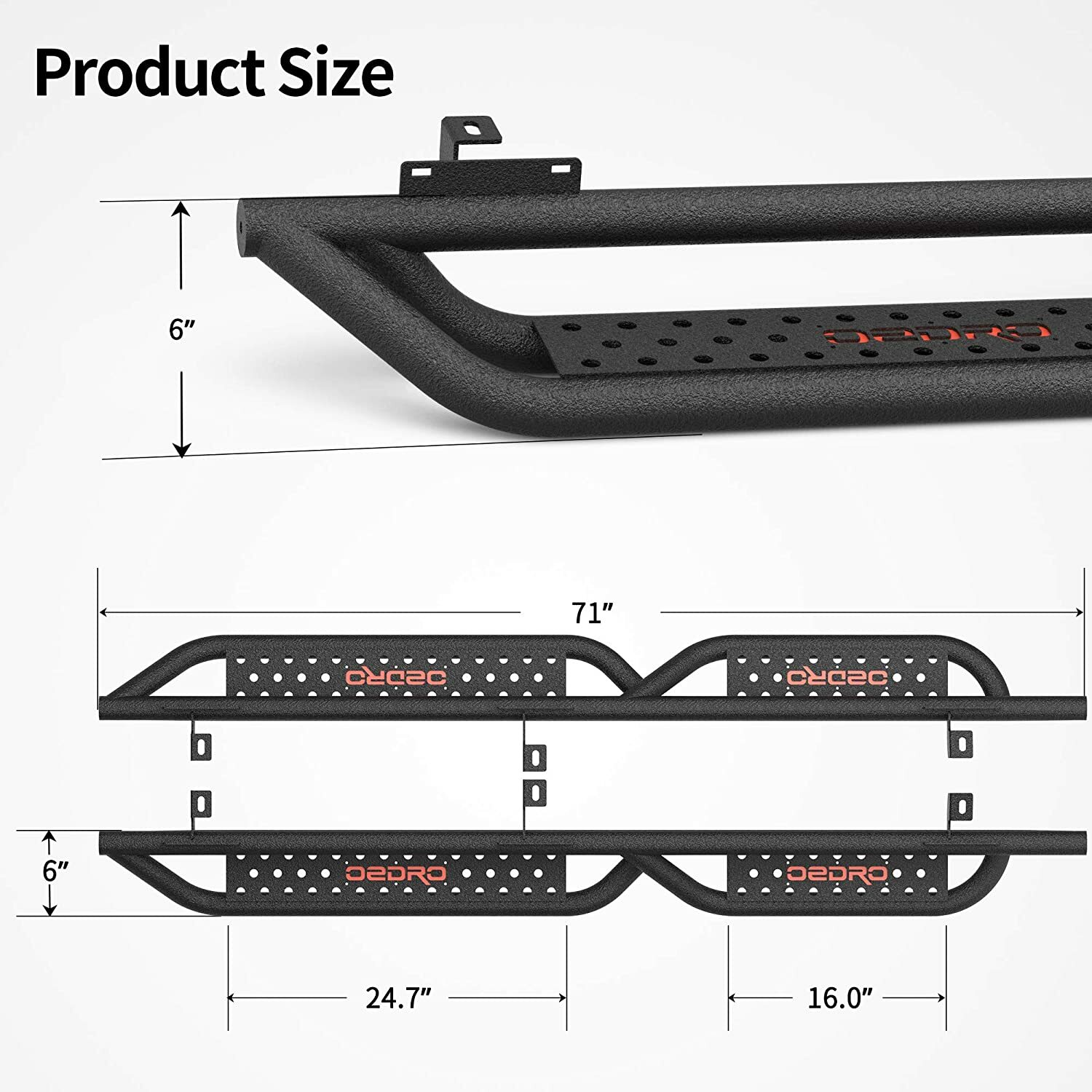 OEDRO Bolt-on Drop Running Boards For 07-18 Jeep Wrangler JK 4 Door ...