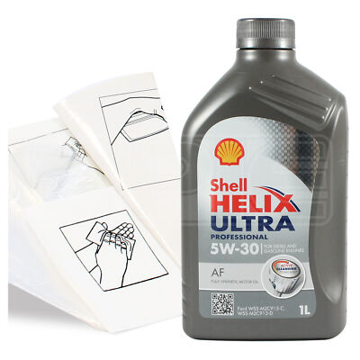 Engine Oil Top Up Shell Helix Ultra AF 5w-30 1 LITRE 1L + Gloves Wipes ...