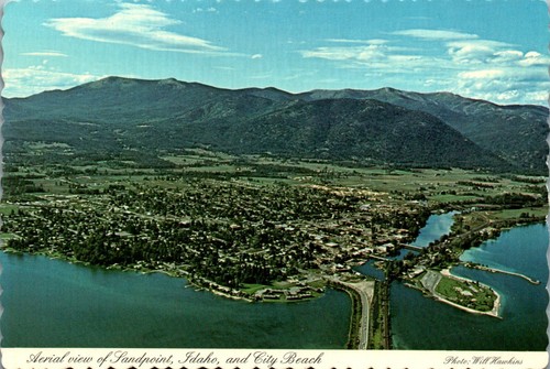 Aerial View, Sandpoint, Idaho ID and City Beach chrome Postcard | eBay