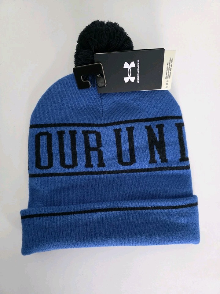 Under Armour Mens Cuffed Fold Beanie Big Logo Letters Winter Hat ...