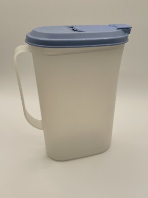 Vintage Tupperware Slim Line Pitcher 2 Quart Clear With Blue Lid | eBay