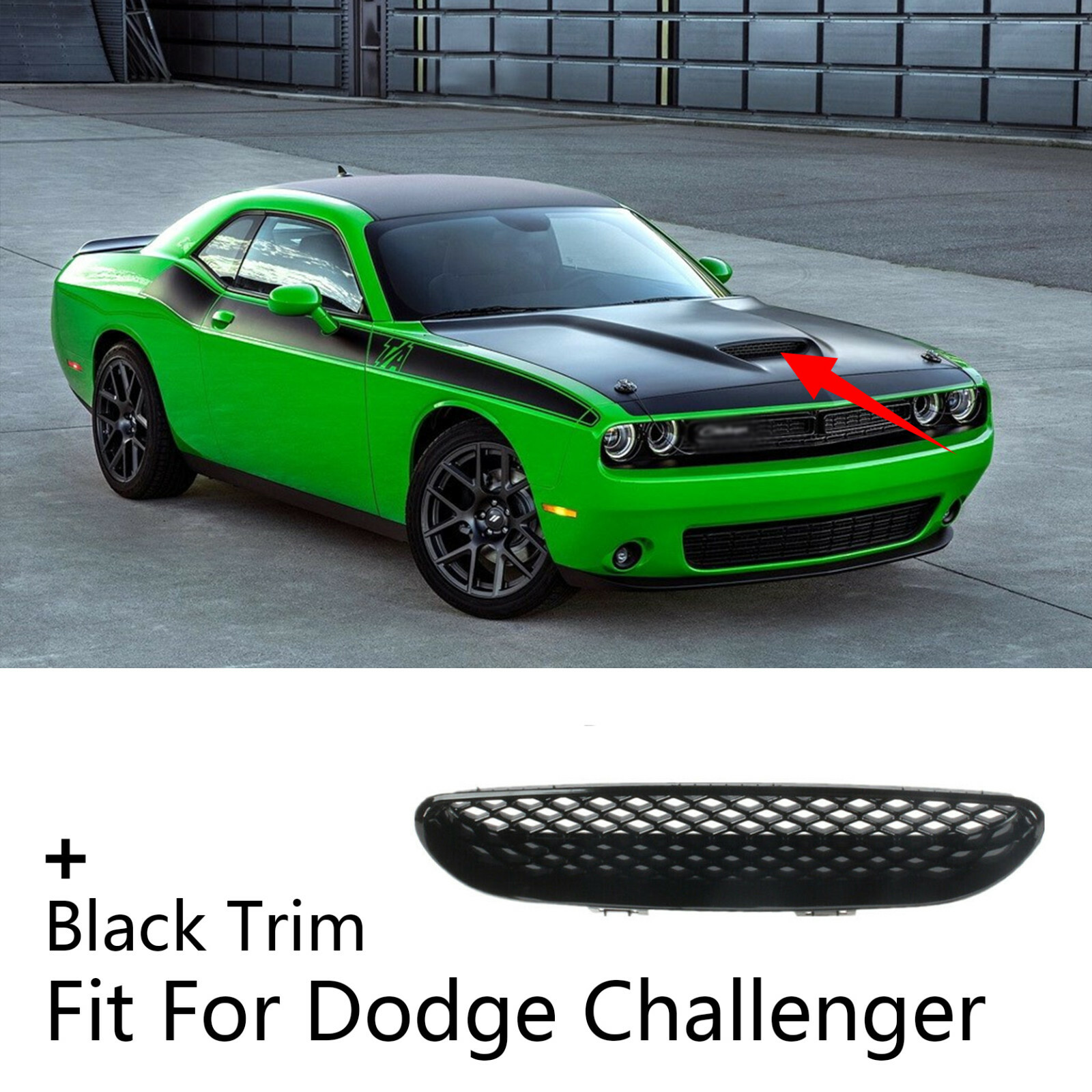 Fit For 15-21 Dodge Challenger Bonnet Hood Scoop Center Bezel Grille ...
