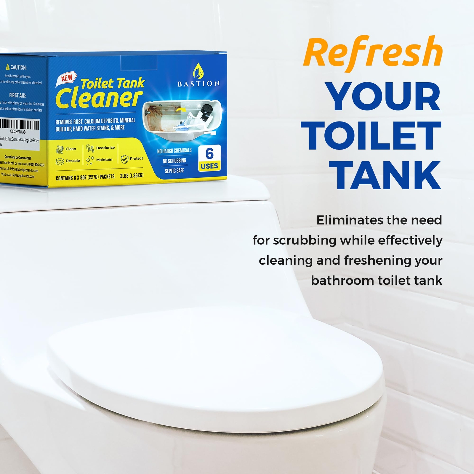 Toilet Tank Cleaner - 6-Uses. Removes Rust, Mineral Deposits, Hard ...