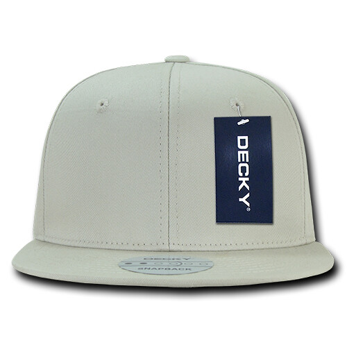 Cotton Snapback Cap - Flat Bill, Stone Gray (Decky 361-STN, New with ...