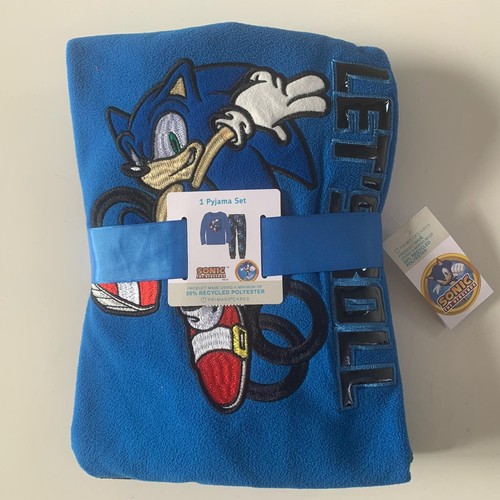 BNWT Primark Sonic The Hedgehog Blue Black Fleece Pyjamas 2 Piece Set ...