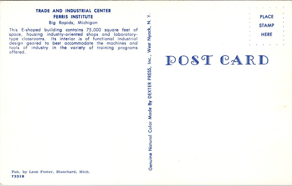 CT-246 MI Big Rapids Ferris Institute Trade Industrial Center Chrome ...
