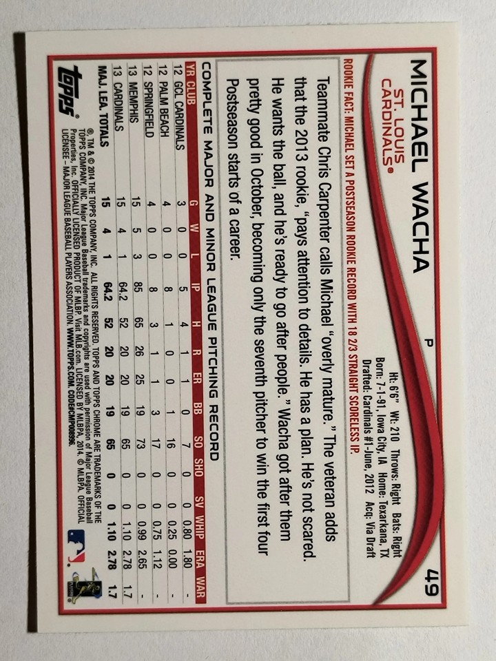 2014 Topps Chrome #49 Michael Wacha | eBay UK