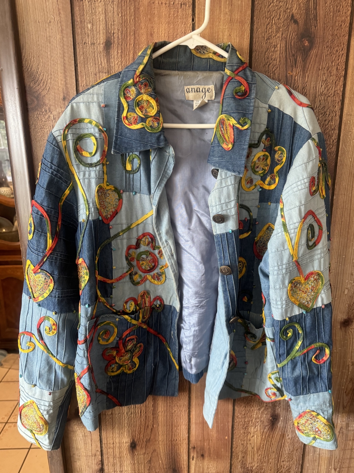 Vintage Anage Wearable 3D Art Denim Patch Jacket Hear… - Gem