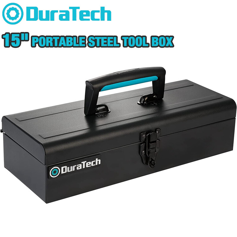 DuraTech 15" Metal Tool Box Steel Toolbox Heavy Duty Toolbox Metal ...