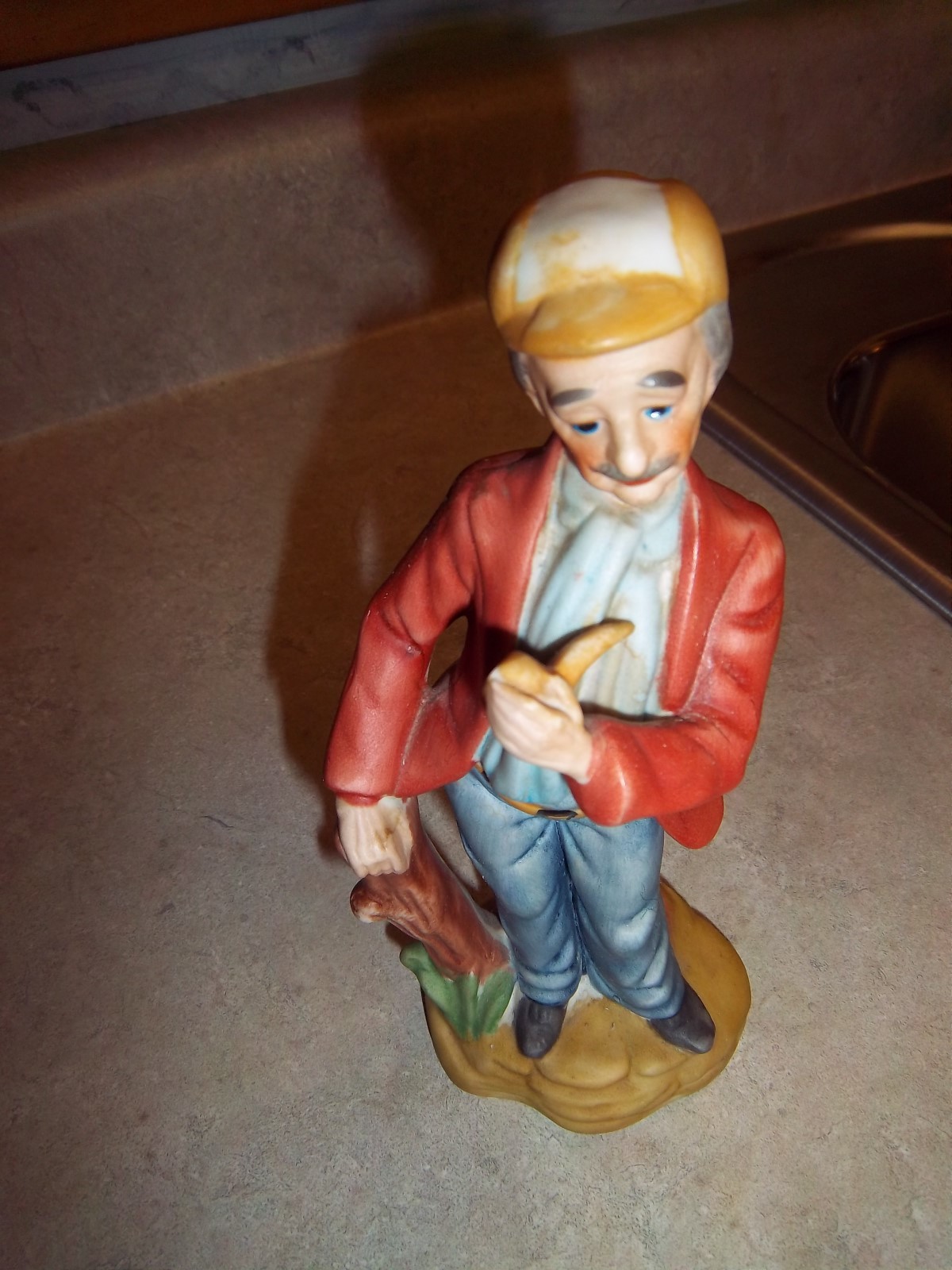 Older Distinguished Man Smoking Pipe with Hat Ceramic Figurine | eBay