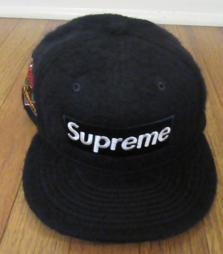 Supreme Brushed Wool Box Logo New Era Hat Cap Size 7 1/8 Navy FW24 New ...