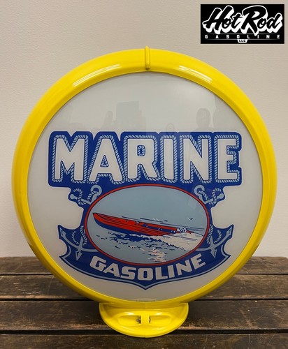MARINE GASOLINE Reproduction 13.5" Gas Pump Globe - (Yellow Body) | eBay