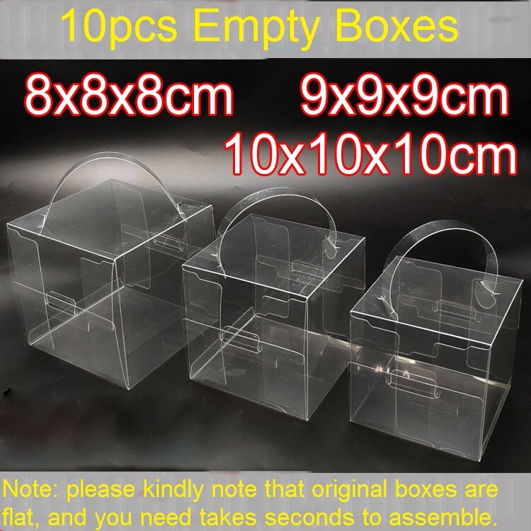 10X Clear Boxes With Handle PVC Cube Empty Box Wedding Favour Gift Cake ...