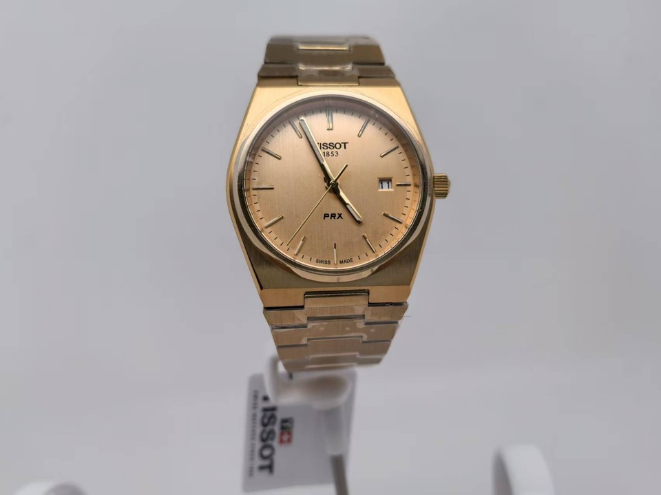 TISSOT PRX Champagne Dial Yellow Gold 40mm Men's Watch | eBay