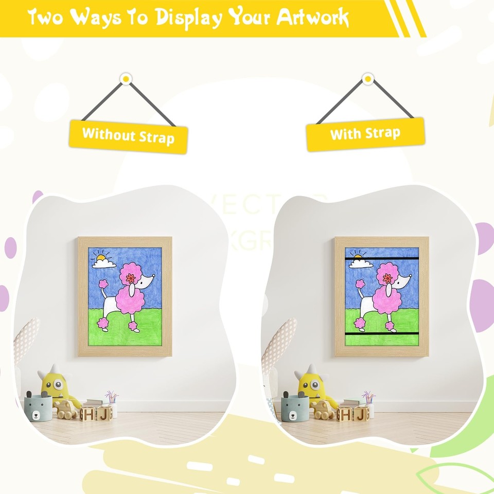 3 Pack 8.5x11 Kids Art Frames Natural, Kids Artwork Frames Changeable ...