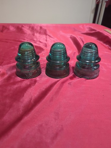 Set Lot 3 Vintage Hemingray - 19 "Cerulean Blue" Glass Power Insulators ...