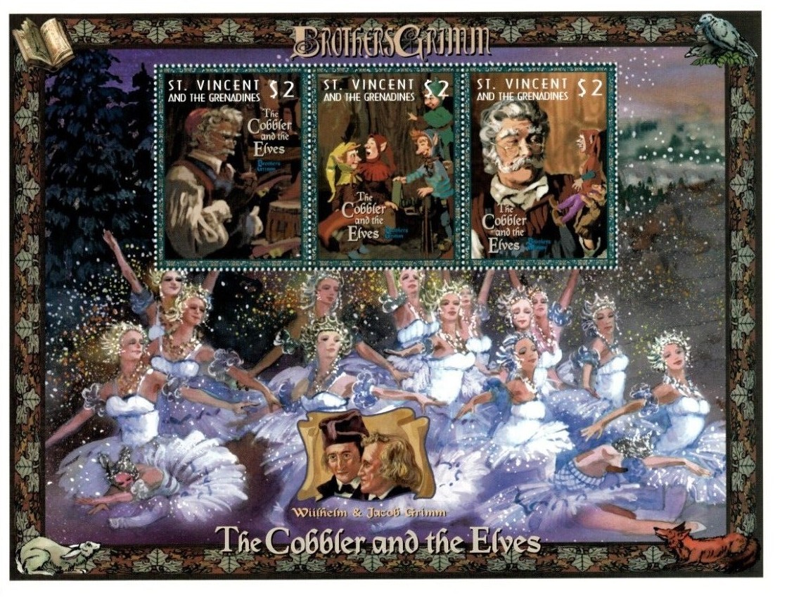 St. Vincent 1997 - Brother's Grimm Cobbler & Elves - Sheet of 3 SC ...