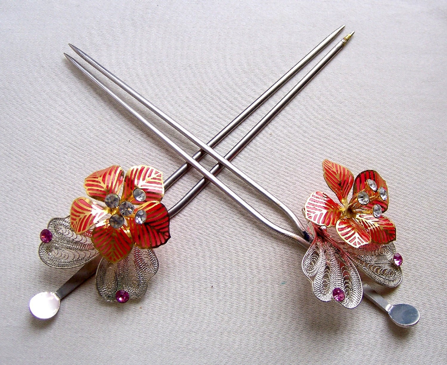 Japanese geisha Kanzashi hair pins matched pair hair jewelry hair ...